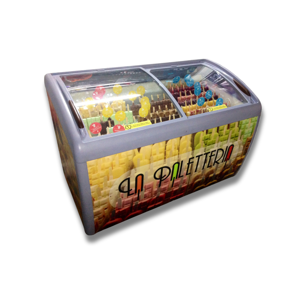 Congelador para exhibir 120 paletas puerta vidrio curvo – AZERO
