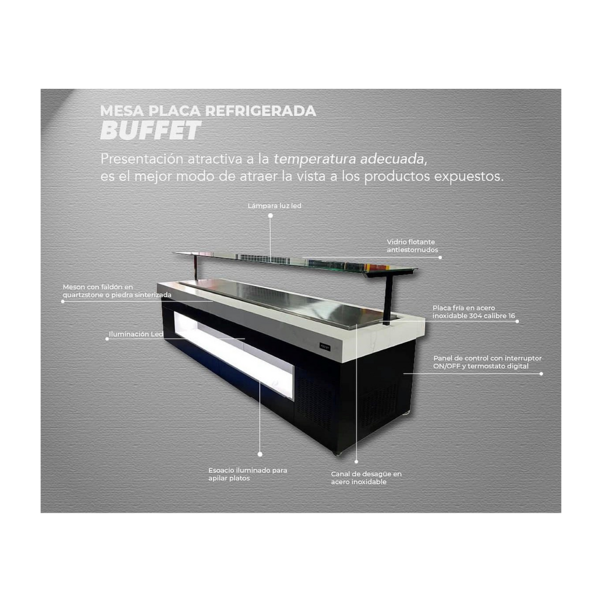 Barra placa fria para buffet sobre medidas – AZERO